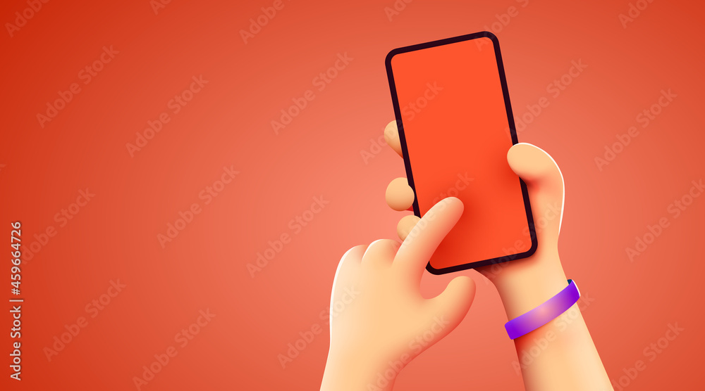 Holding phone in two hands. Phone mockup. Editable smartphone template ...