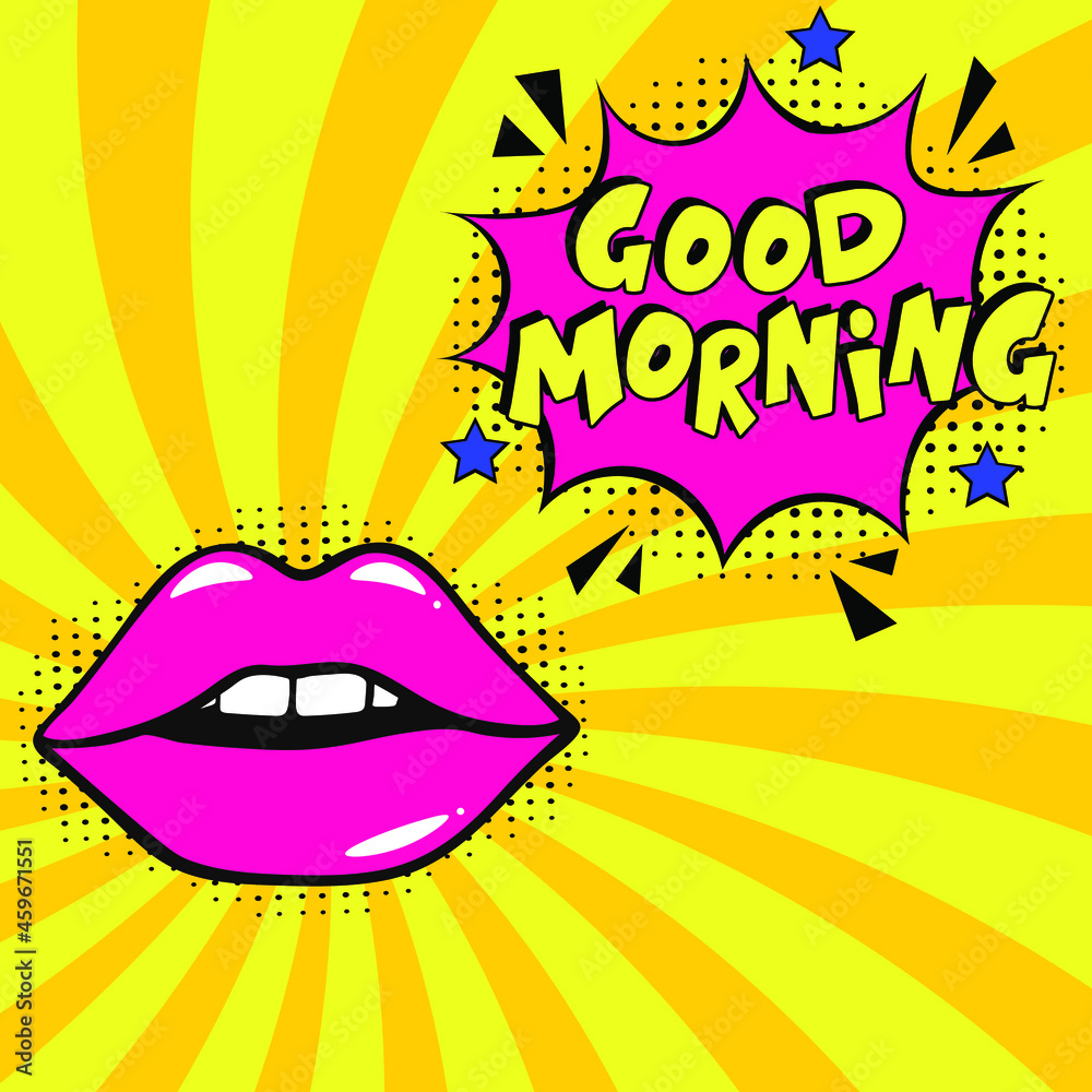 Good Morning, motivational quote. Comic book explosion with text Good ...