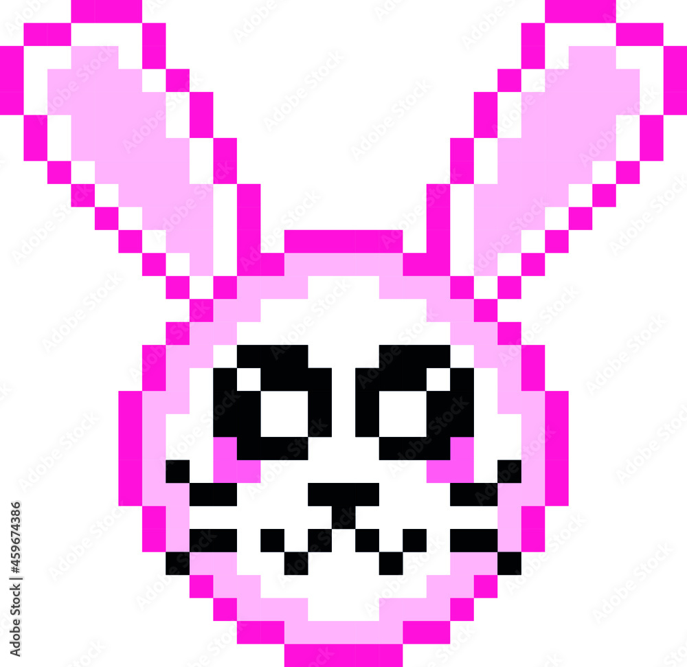 cute rabbit Pixel Art isolated on white Background. Vector illustration ...