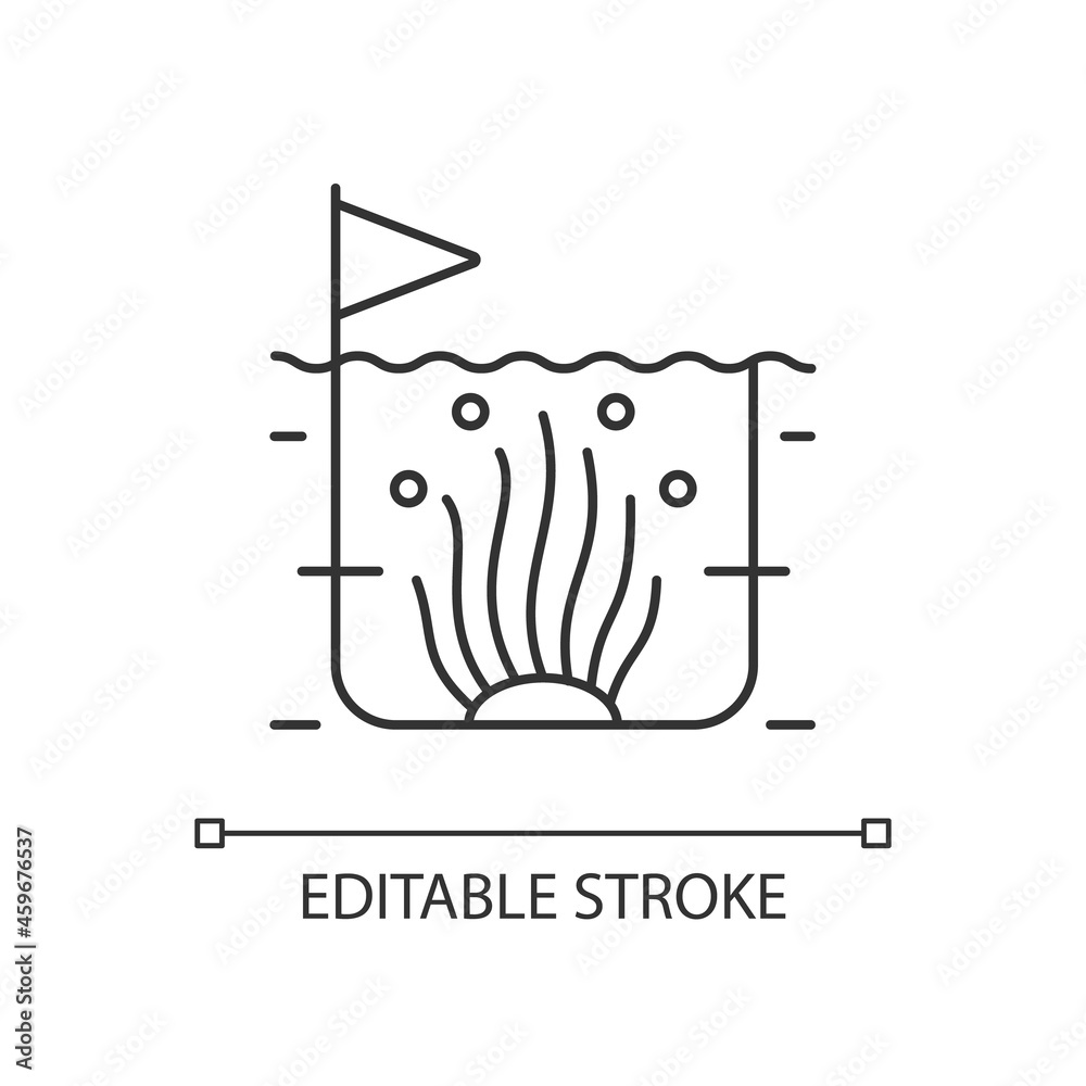 Algaculture linear icon. Commercial seaweed producing. Algae farming ...