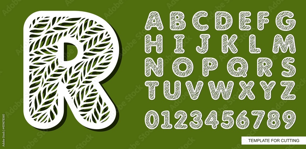 Letter R made of leaves. Eco font for spring, summer, autumn. Theme of ...