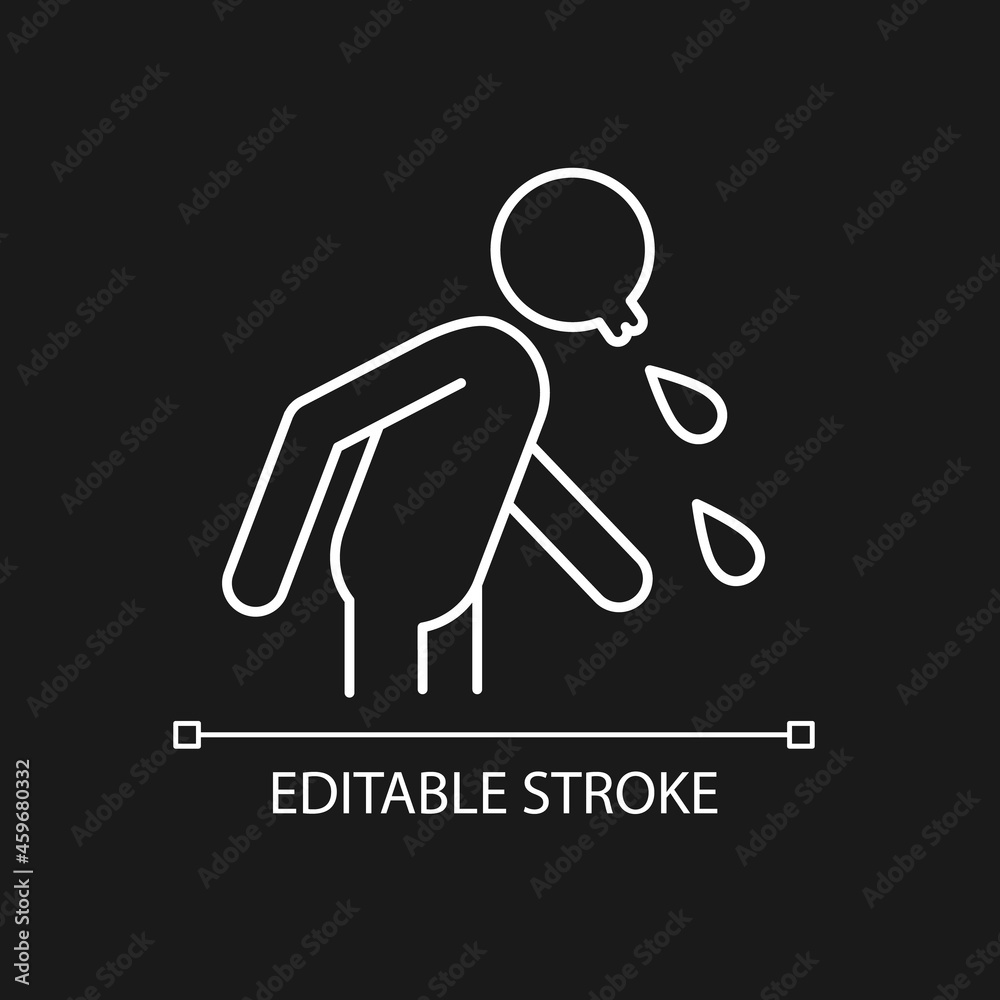 Vetor de Spit white linear icon for dark theme. Rude, indecent behavior ...