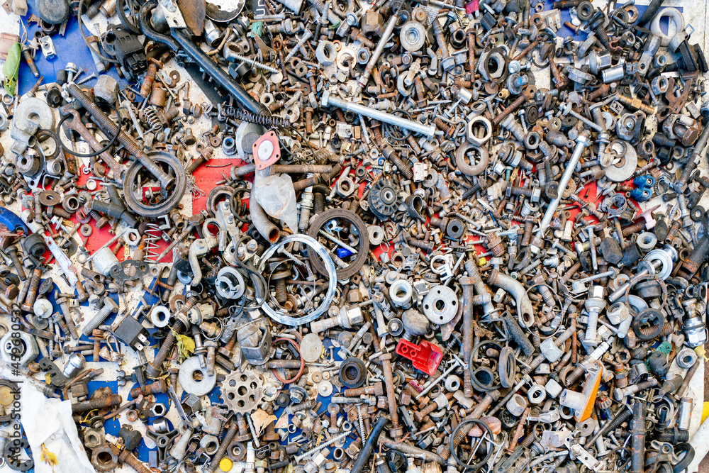 Texture of small metal parts of cars and engines. Stock Photo | Adobe Stock