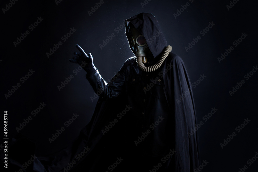 post-apocalyptic character, a scary story, a concept character in a gas ...