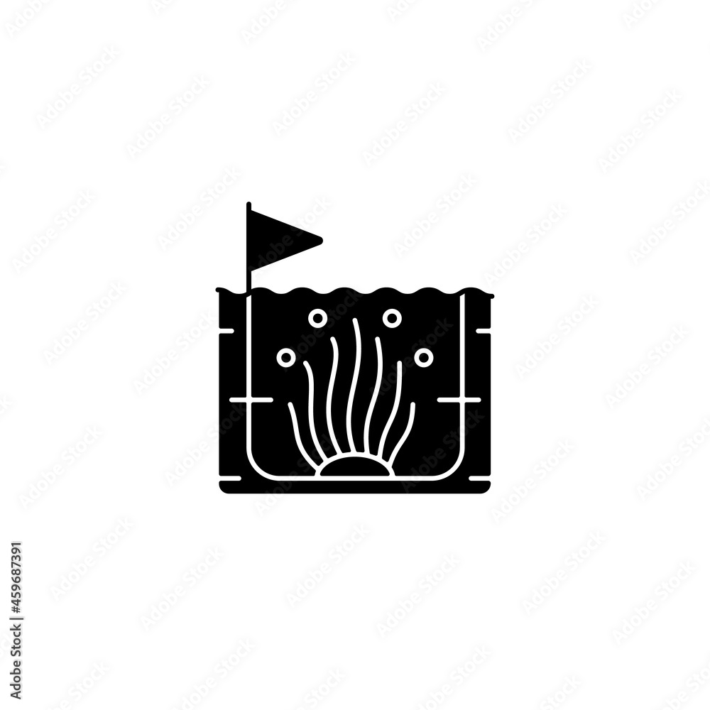 Algaculture black glyph icon. Commercial seaweed producing. Algae ...