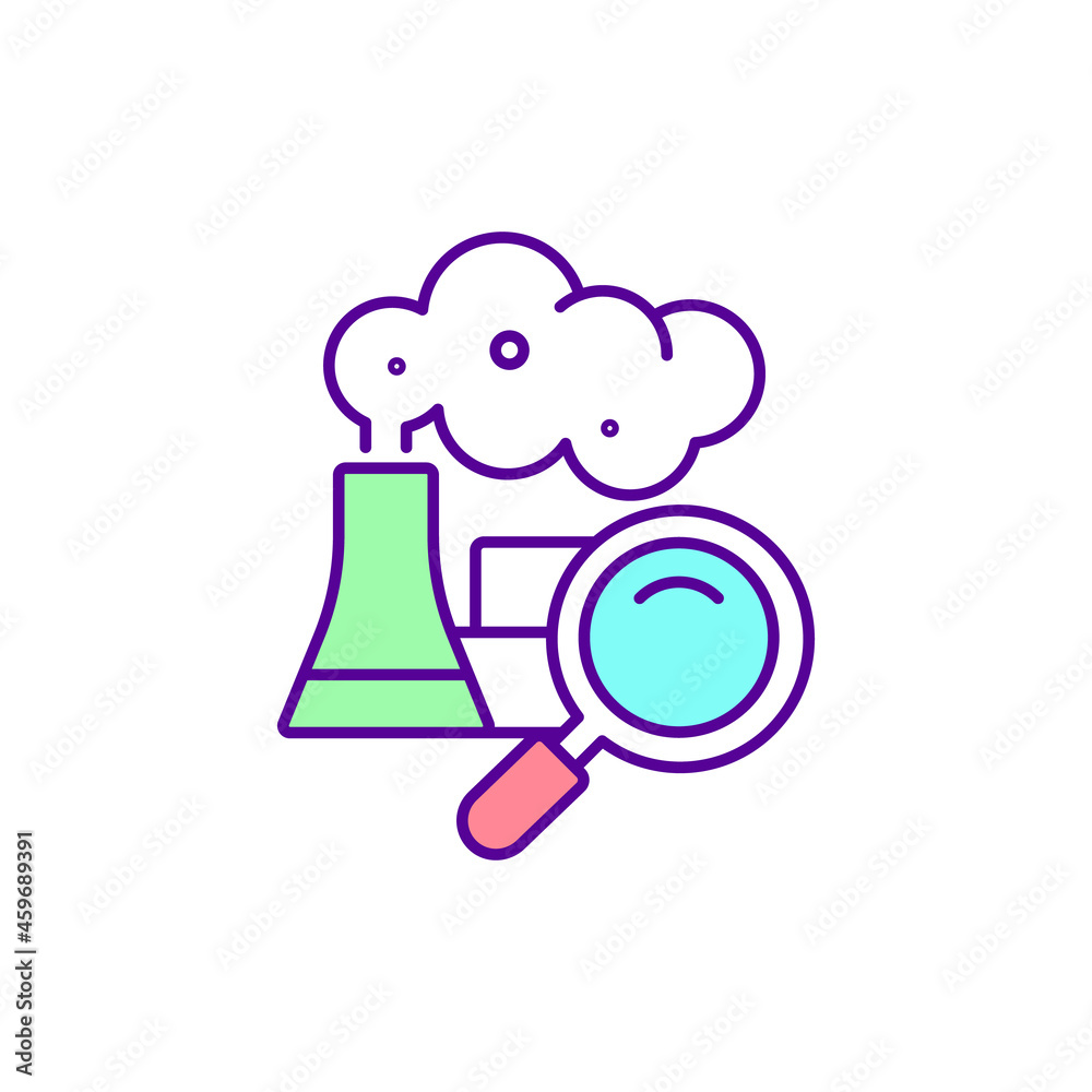 Controlling industrial pollution RGB color icon. Reducing fossil fuel ...