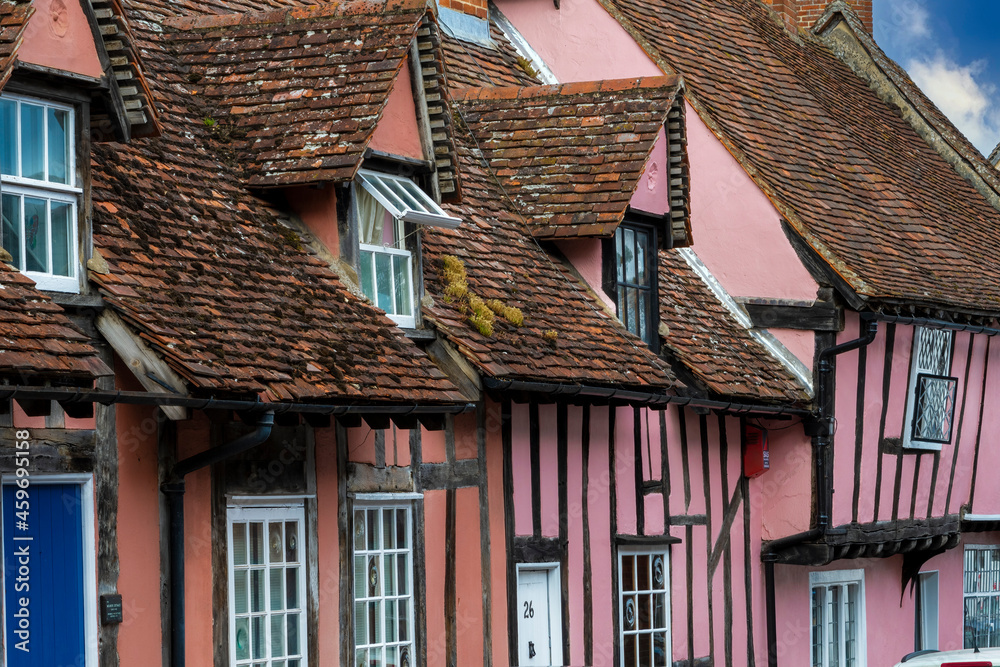 Typical medieval timber beam architecture at Lavenham in Suffolk Stock ...