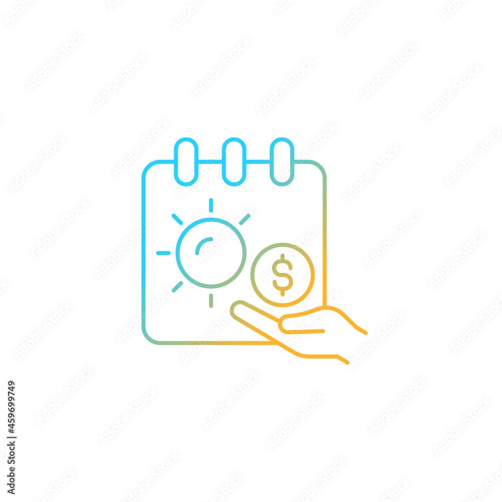 Unlimited PTO gradient linear vector icon. Improving work-life balance ...