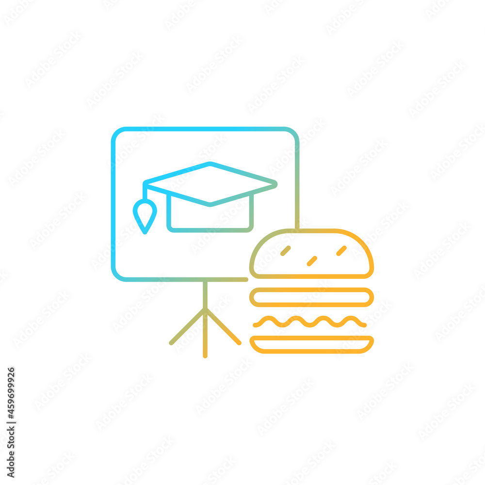 Lunch and learns gradient linear vector icon. Training event during ...