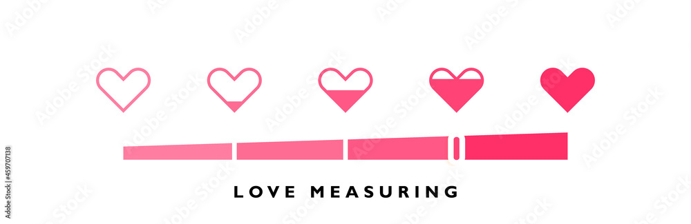 Love measuring indicator with hearts isolated on white background ...