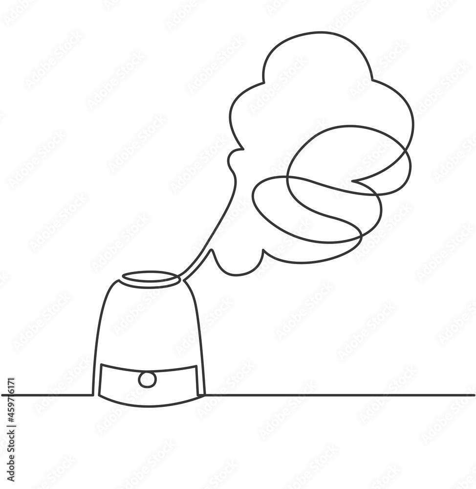 Humidifier with steam jet. Linear icon of cylindrical electronic device ...