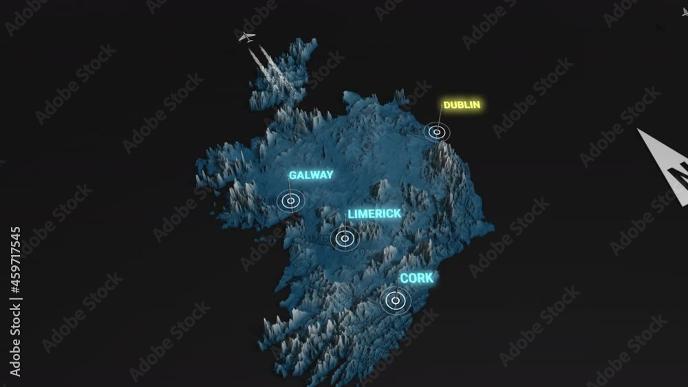 Seamless looping animation of the 3d terrain map at nighttime of ...