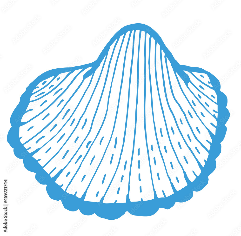 Shell sea skafark alien clam, logo, icon in doodle style Stock Vector ...