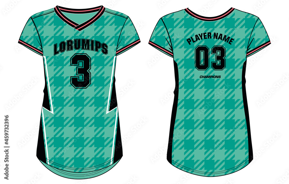 Women Sports Jersey t-shirt design with abstract checkered pattern ...