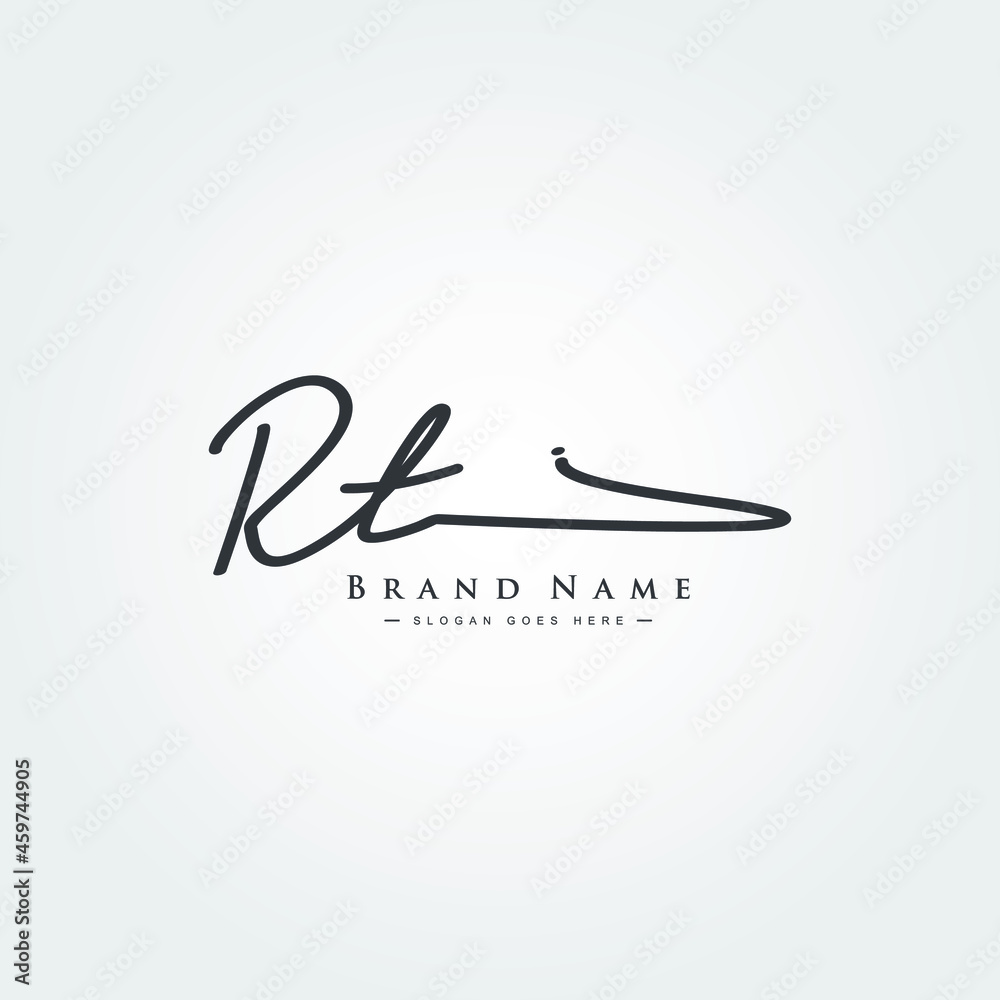 Initial Letter RT Logo - Hand Drawn Signature Logo Stock Vector | Adobe ...