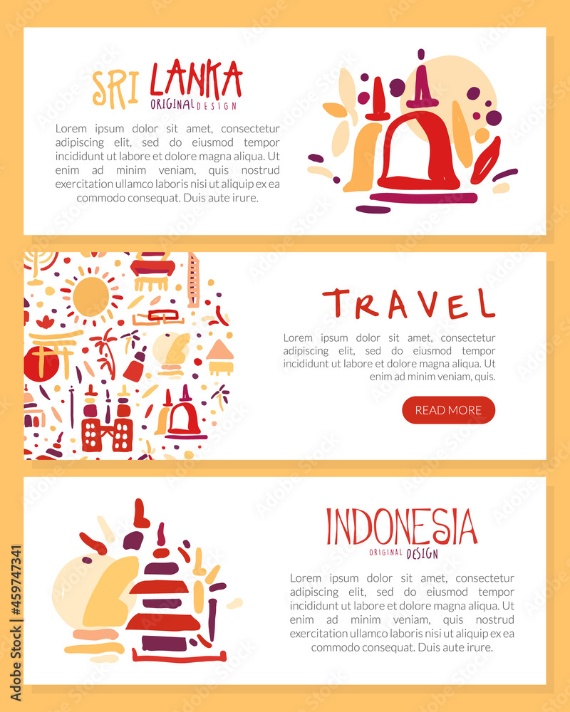 Travel to Different Country Hand Drawn Vector Template Stock Vector ...
