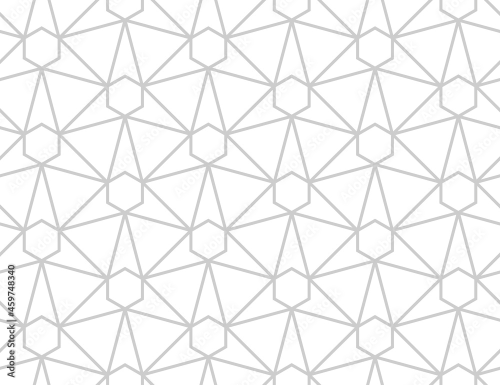 Abstract geometric hexagonal and triangle pattern with straight lines. vector texture in gray ...