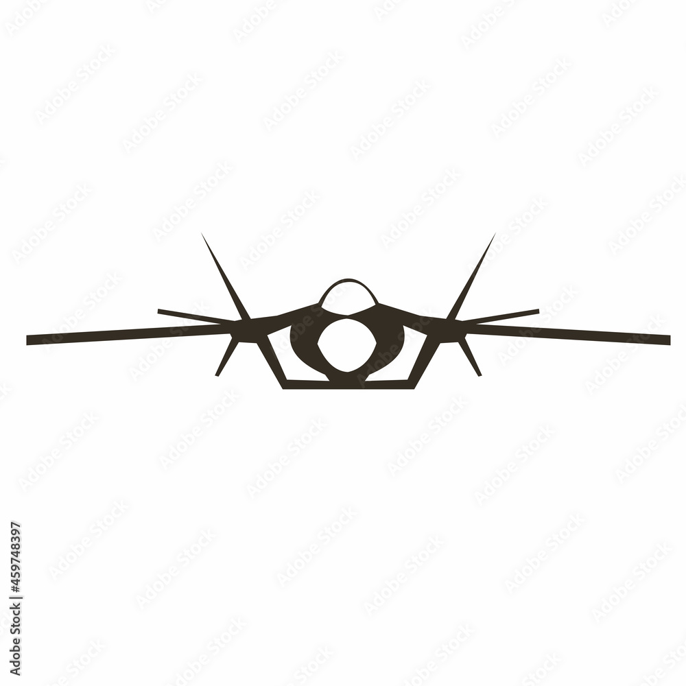 jet fighter silhouette front view vector design Stock Vector | Adobe Stock