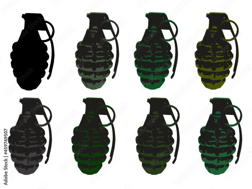 Pineapple Grenade mixed pack of vector images. Classic pineapple ...