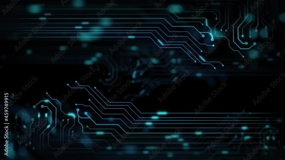Futuristic motherboard circuit graphic animation background. Printed ...