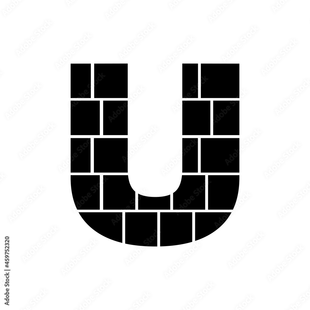Letter U mask area. Alphabet-letter photo collage frames template ...