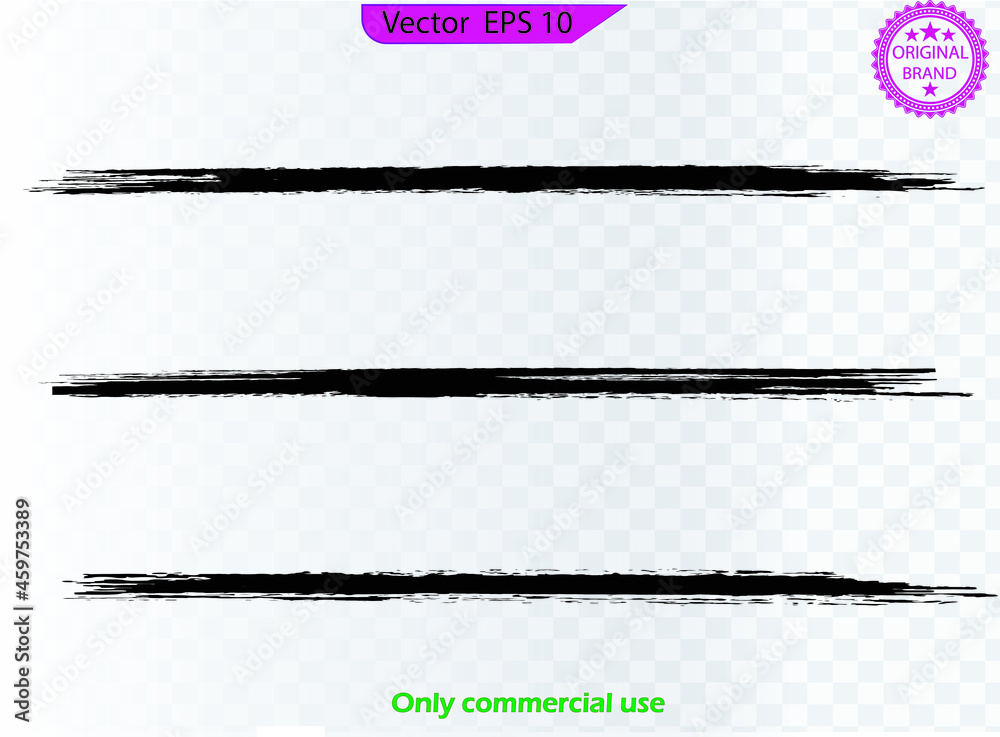 Black ink line, grunge brush strokes, ink paint set, EPS 10. clip art ...