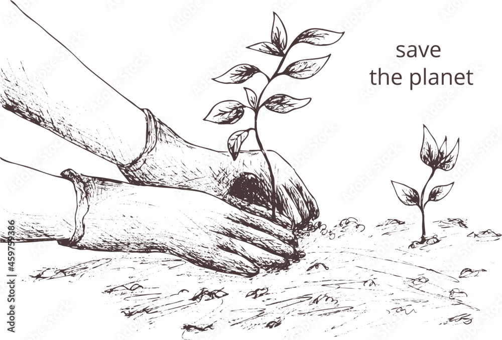 Hand drawn abstract outline vector sketch. Vintage silhouette person's ...