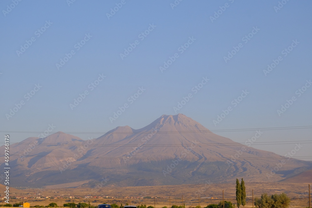 Huge mountain of Hasan mountain (hasan dagi) and sunset during and ...