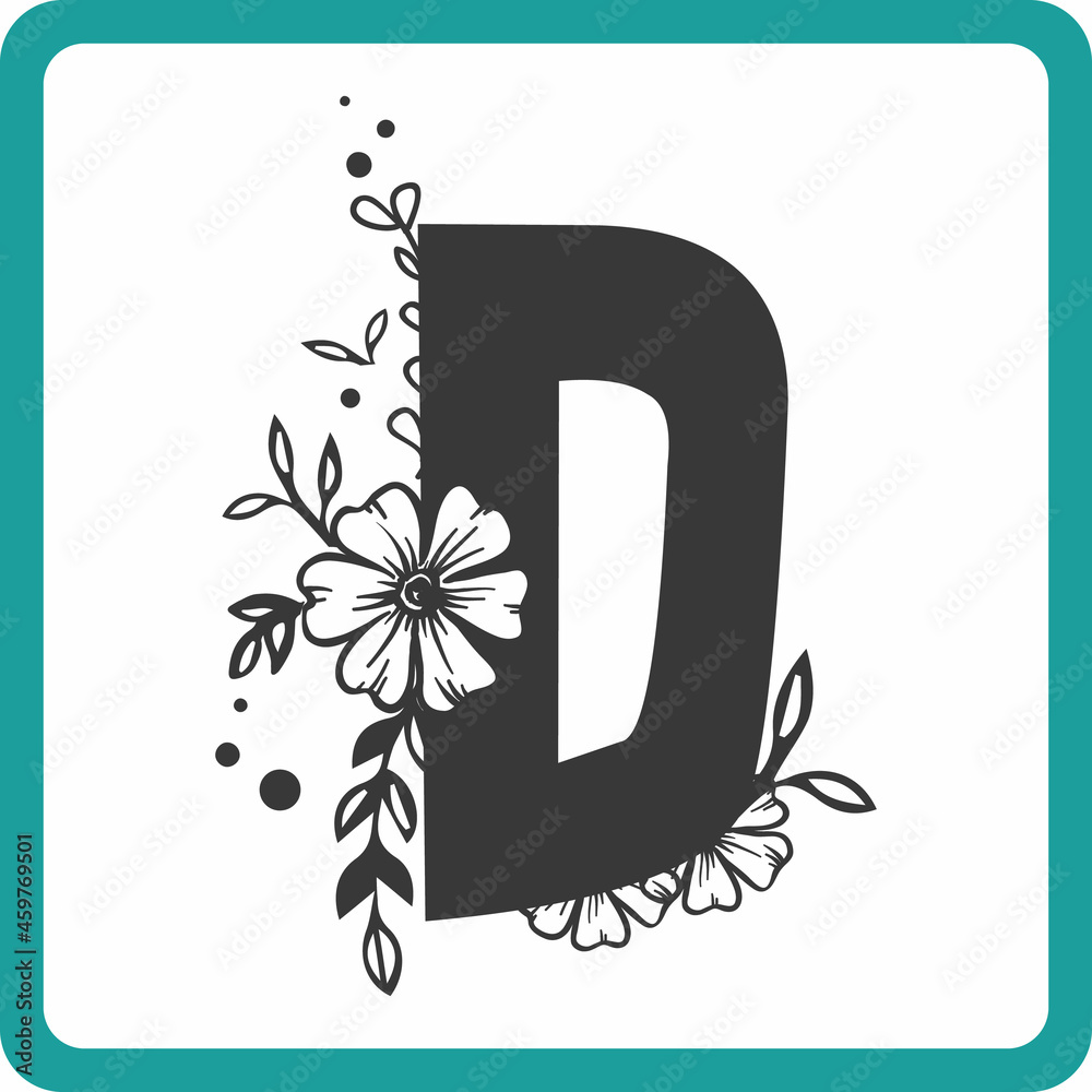 Floral Alphabet D SVG Design | Typography | Alphabet SVG Cut Files ...