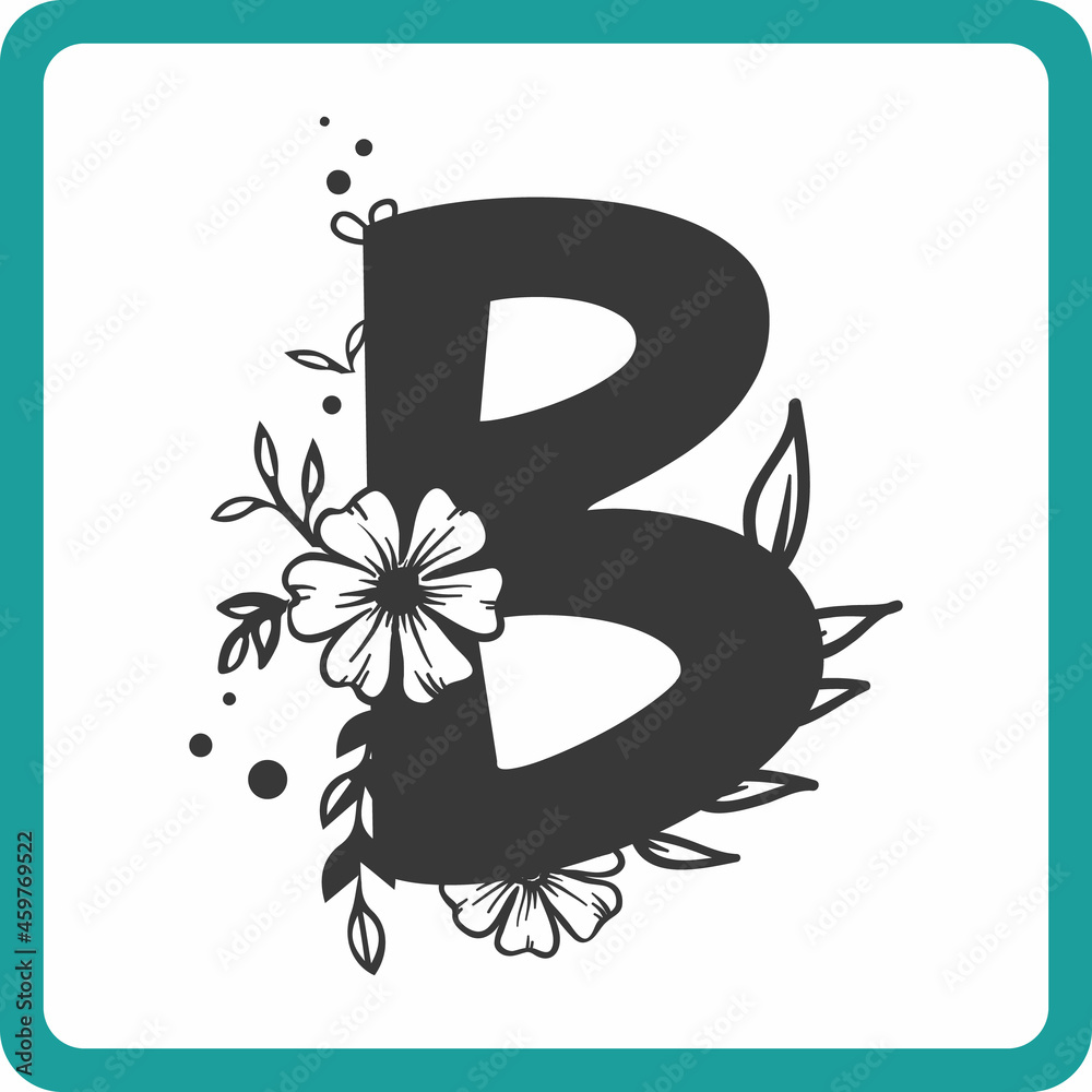Floral Alphabet B SVG Design | Typography | Alphabet SVG Cut Files ...