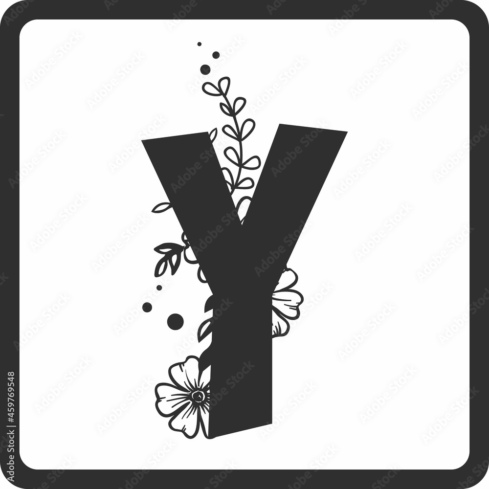 Floral Alphabet Y SVG Design | Typography | Alphabet SVG Cut Files ...