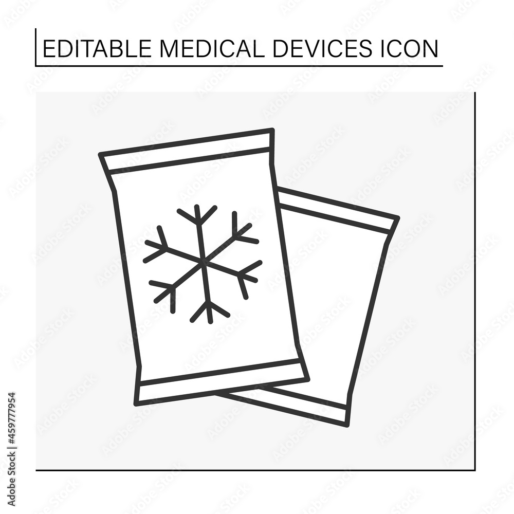 Cold pack line icon. Chilling packs for traumas treatment. Bruise ...