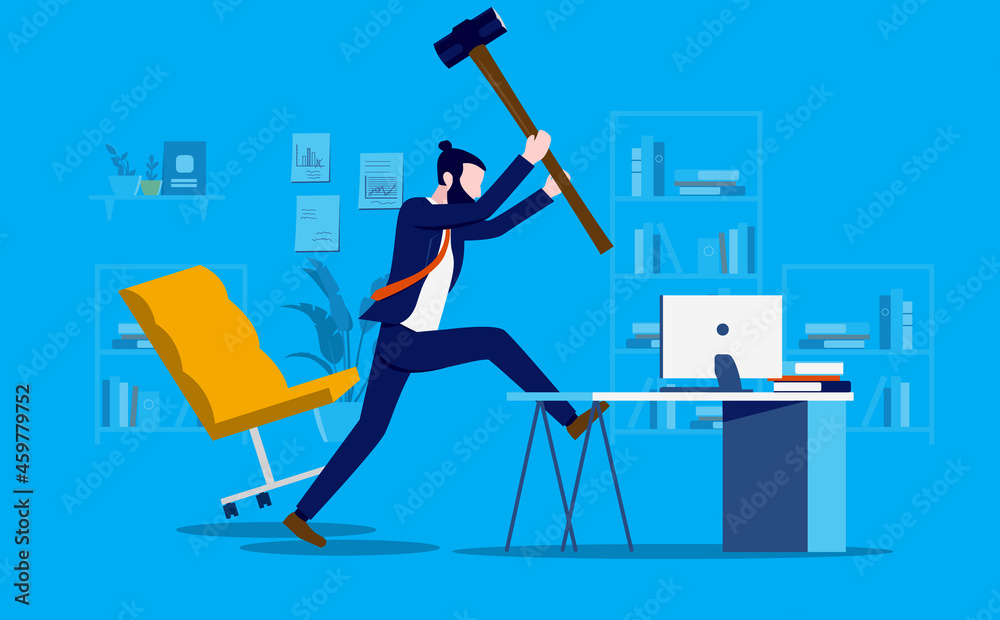 Angry businessman - Man in office having computer problem and ...