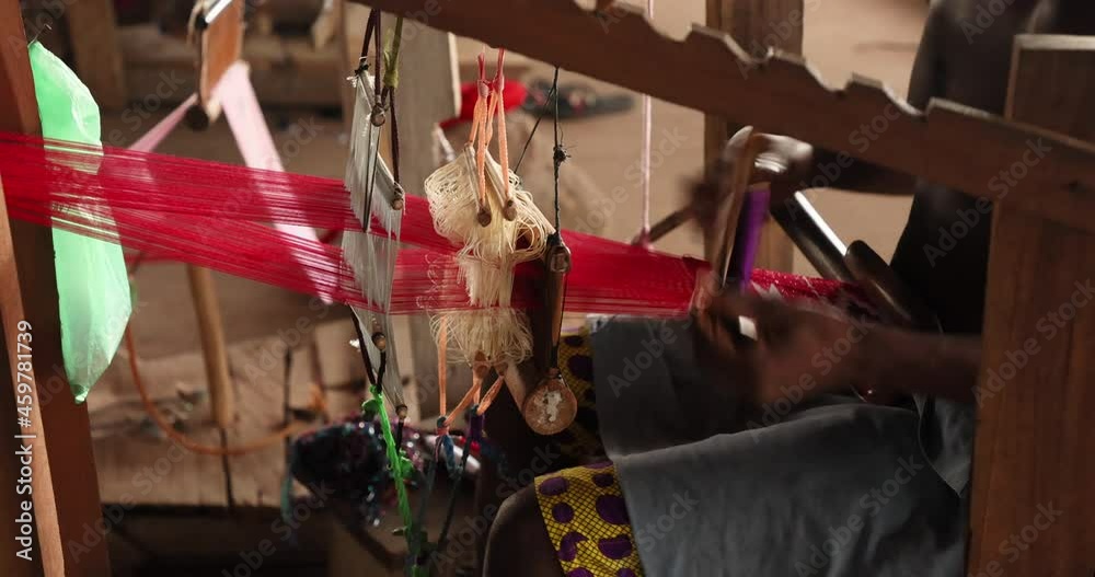 Kente cloth weaver loom rural village Ghana Africa. Ghana, where the ...