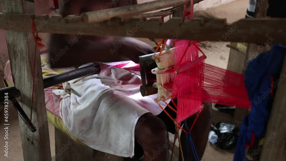Kente cloth weaver loom rural village Ghana Africa. Ghana, where the ...