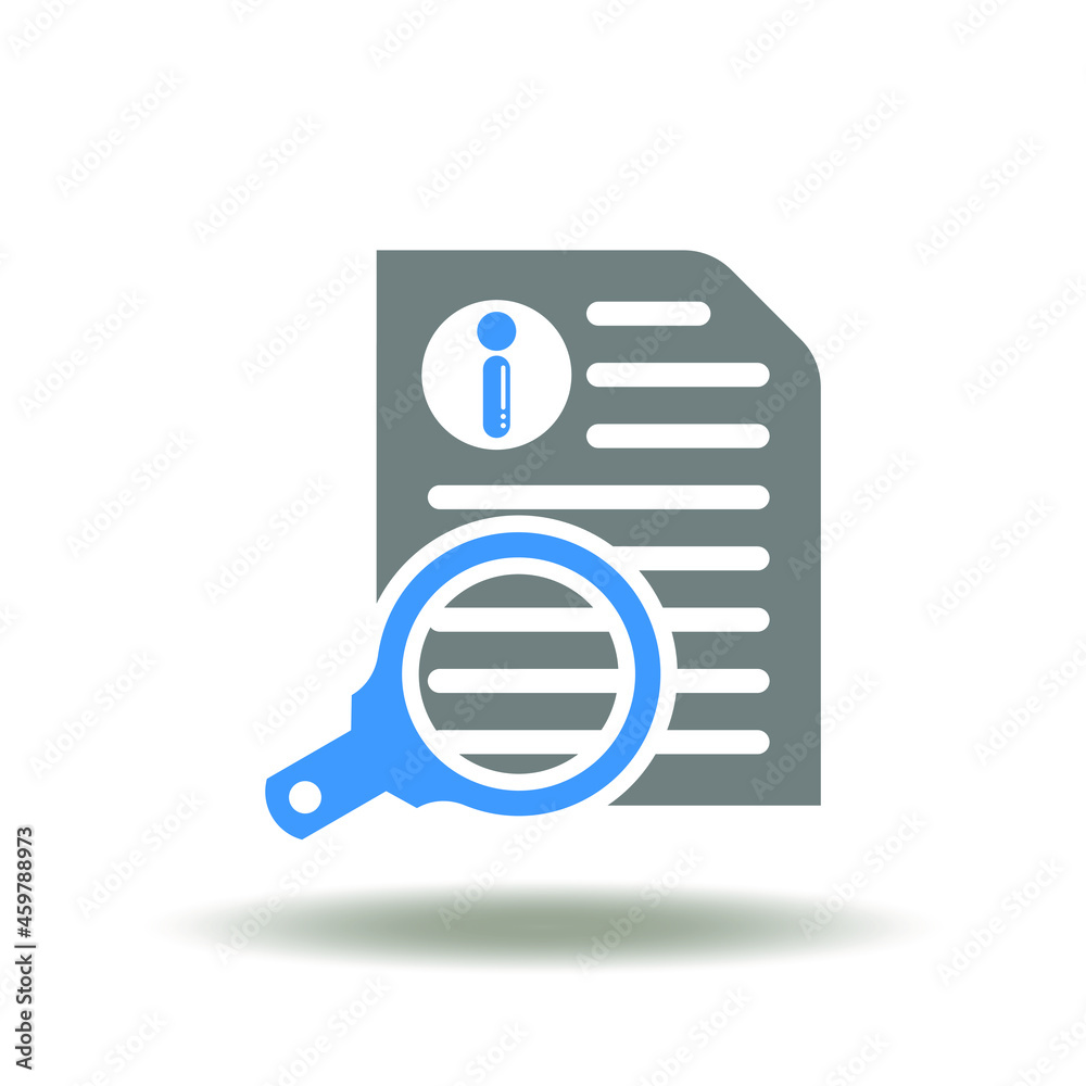 Vector illustration of sheet of paper document with magnifying glass ...