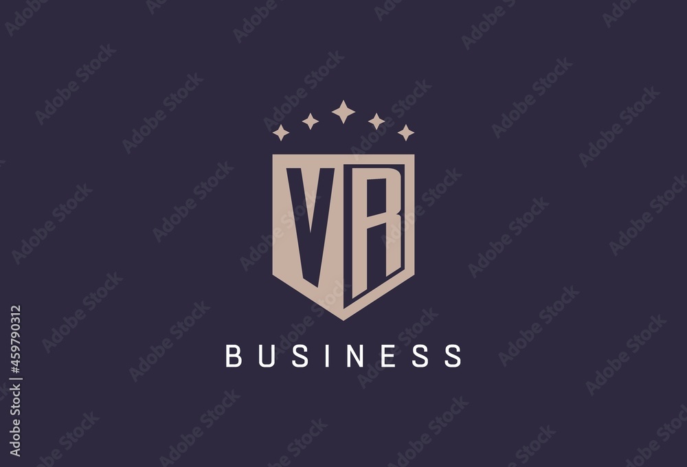 VR initial shield logo icon geometric style design Stock Vector | Adobe ...