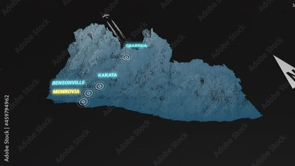 Seamless looping animation of the 3d terrain map at nighttime of ...