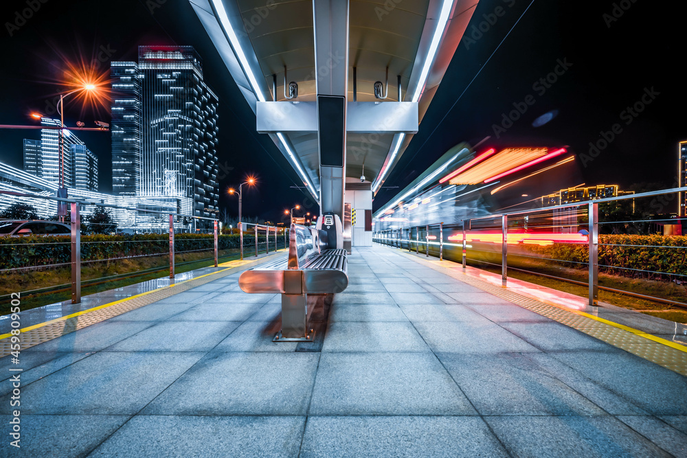 High speed train at night Stock Photo | Adobe Stock