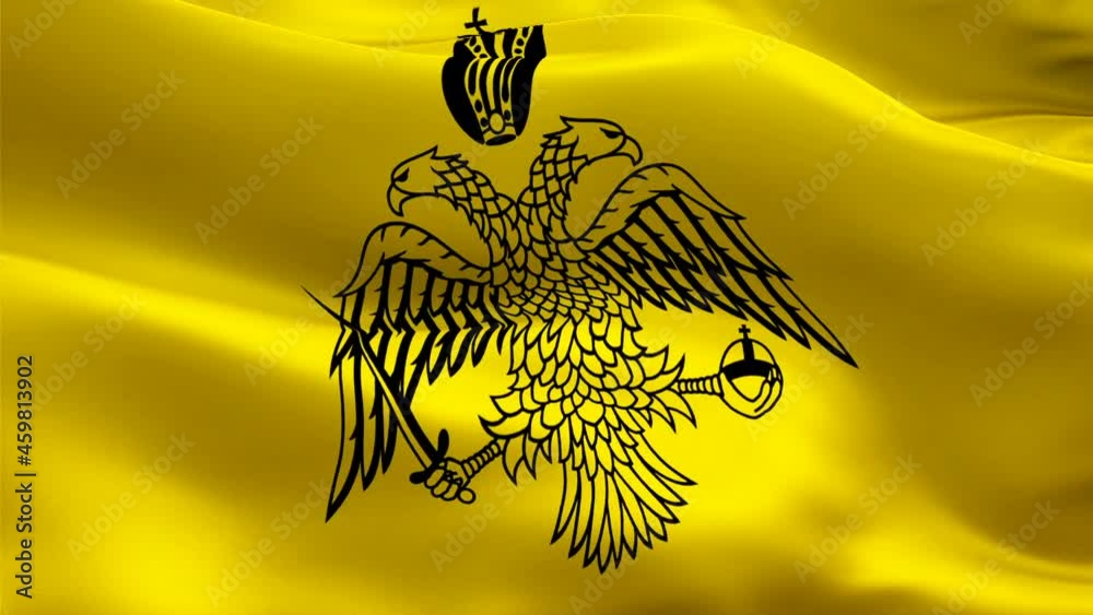 Byzantine flag video waving in wind. Realistic Greek Orthodox Church ...