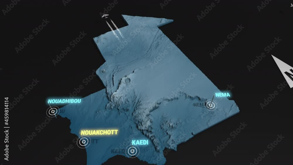 Seamless looping animation of the 3d terrain map at nighttime of ...