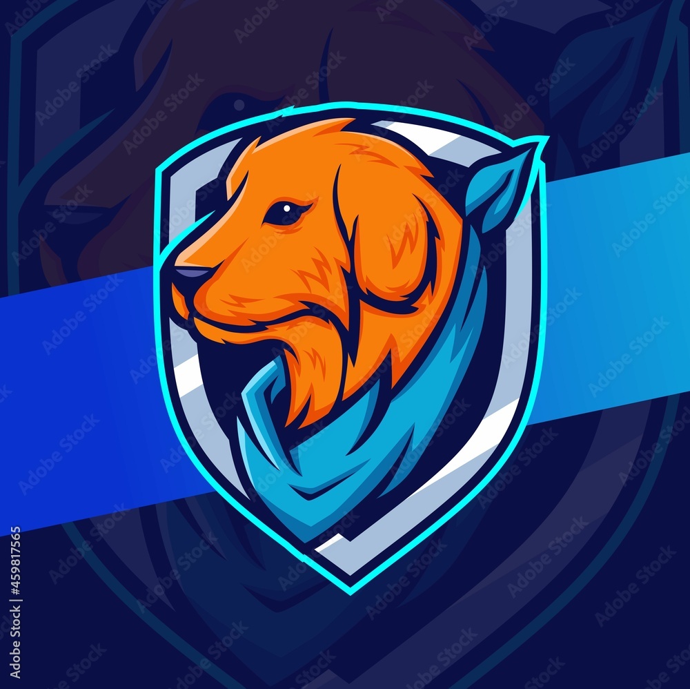 golden retriever dog mascot character logo design with badges and ...