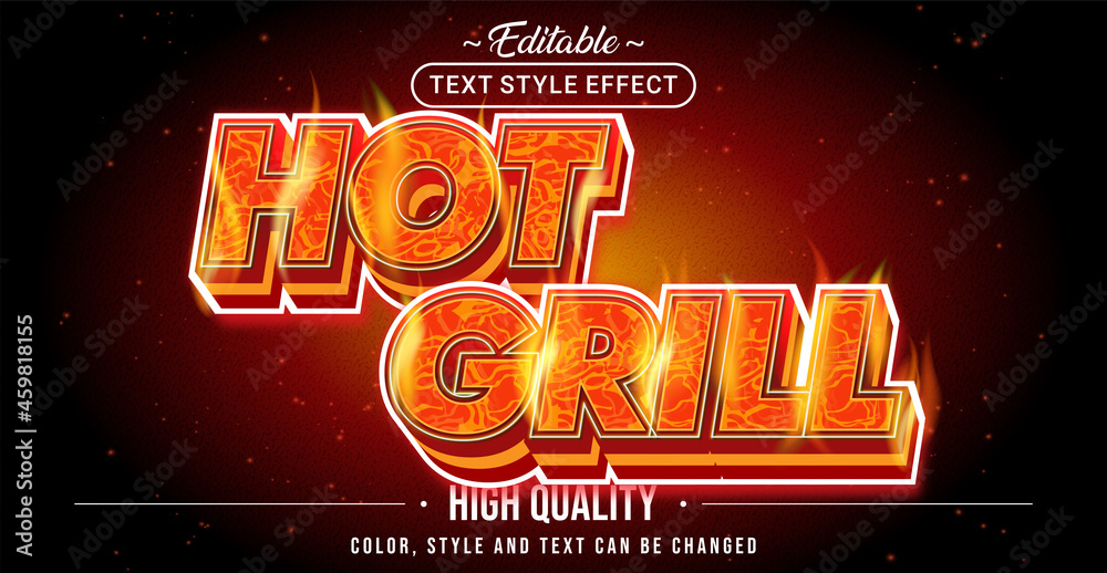 Editable text style effect - Hot Grill text style theme. Stock Vector ...