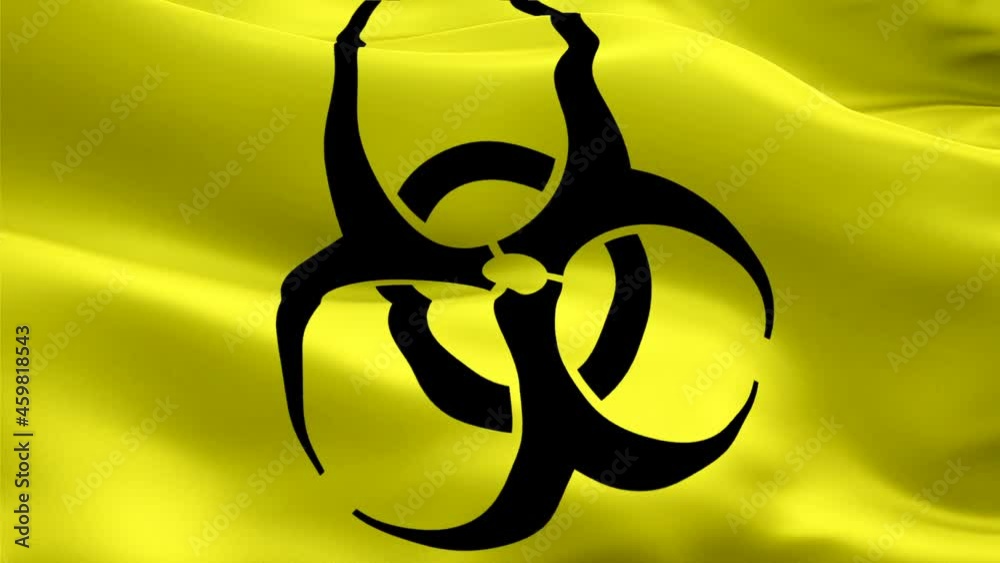 Biohazard Flag Wave Loop waving in wind. Realistic Biological hazard ...