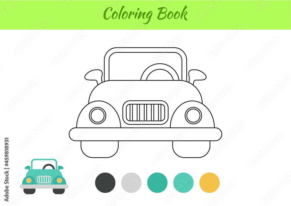 Coloring book car for children. Educational activity page for preschool ...