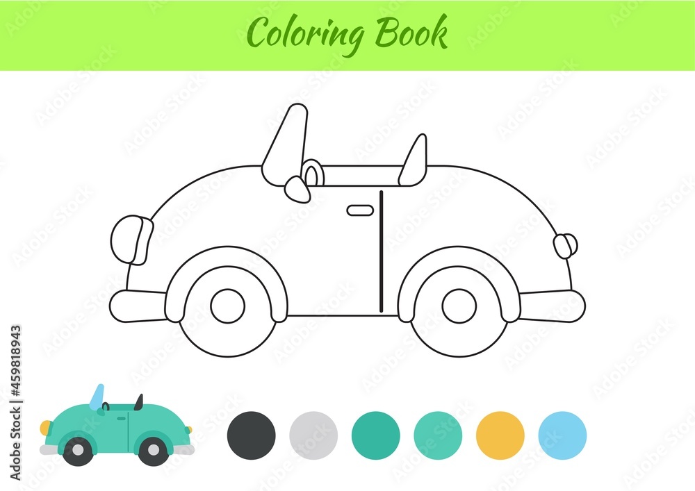 Coloring book car for children. Educational activity page for preschool ...