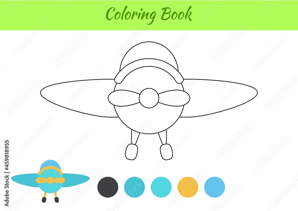 Coloring book airplane for children. Educational activity page for ...