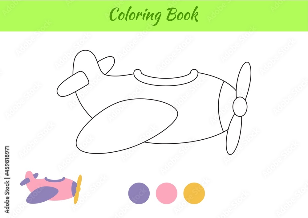 Coloring book airplane for children. Educational activity page for ...