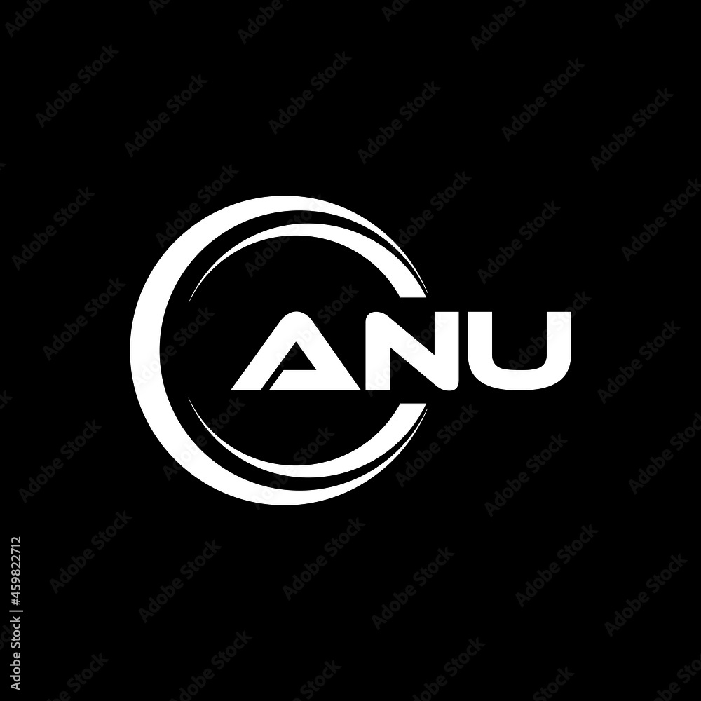 ANU letter logo design with black background in illustrator, vector ...