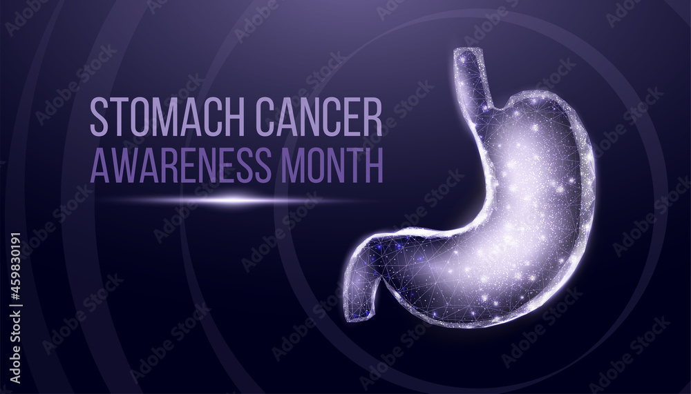 Stomach cancer awareness month. Wireframe low poly style. Concept for ...